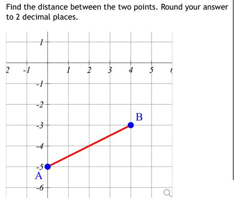 solved find the distance between the two points round your answer to