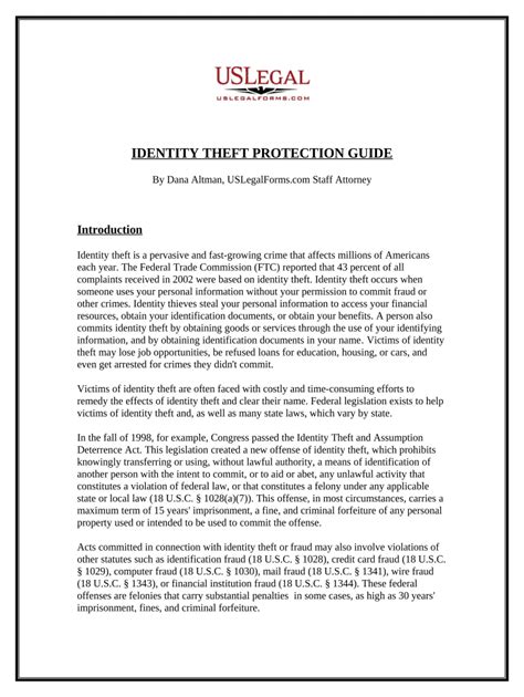 Identity Theft Protection Guide Form Fill Out And Sign Printable Pdf