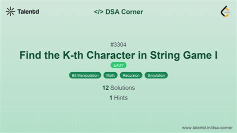 find the k th character in string game i dsa problem talentd