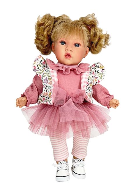 Papusa Parfumata Susette Blonda Cu Mecanism Fustita Tull Roz Pudra Si