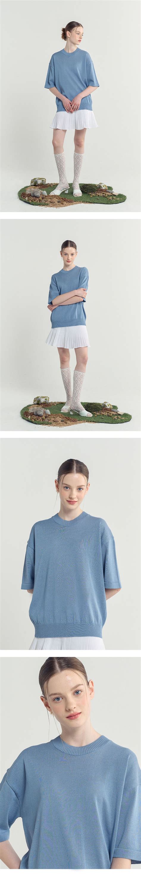 쿨 에센셜 라운드넥 반팔 니트라이트 민트 감도 깊은 취향 셀렉트샵 29cm