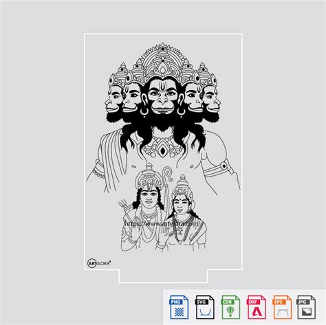 Laser Engraving Panchmukhi Hanuman Ji Artelora