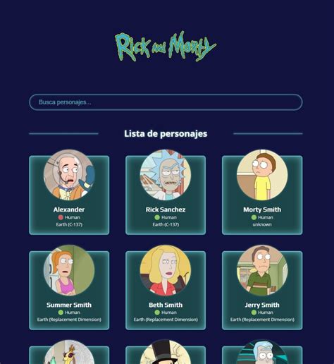 Aplicación Web Rick Y Morty Imaginario27
