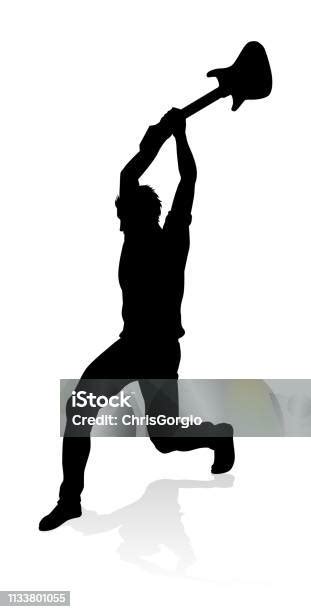 Gitaris Musisi Silhouette Ilustrasi Stok Unduh Gambar Sekarang Gitar Merobohkan Pemecahan
