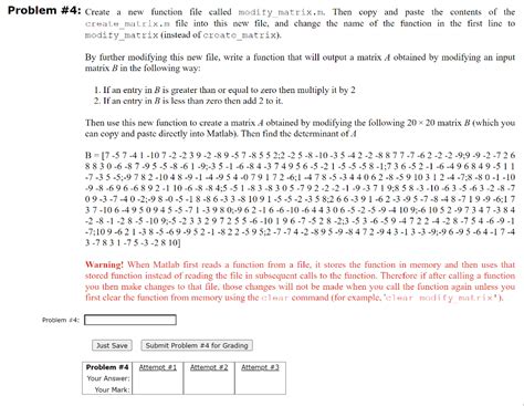 Create A New Function File Called Modify Matrixm