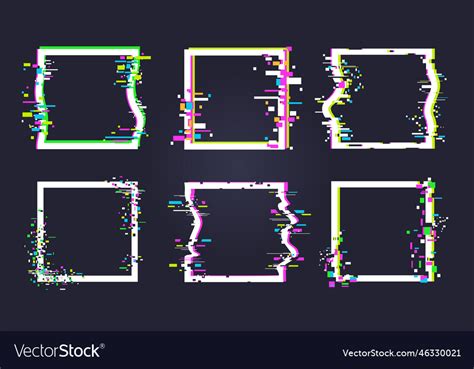 Digital Distortion Frames Glitch Abstract Vector Image