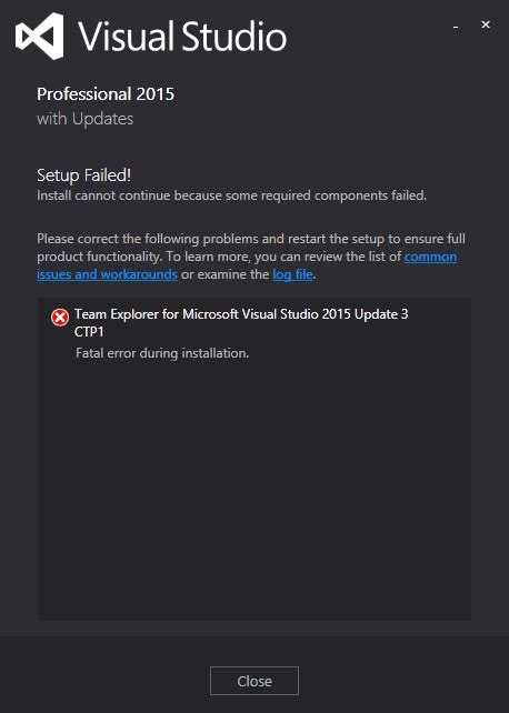 Installation Visual Studio Professional With Updates Setup Failed Stack Overflow