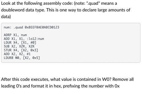 Solved Look At The Following Assembly Code Note