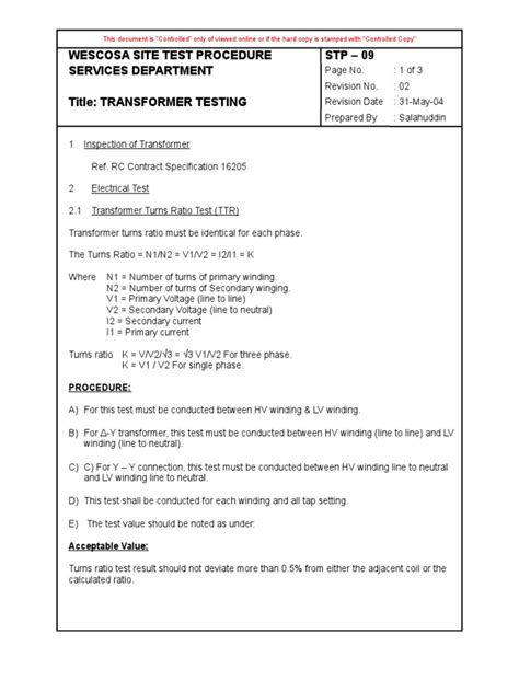 Transformer Test Procedure Pdf Transformer Electrical Resistance