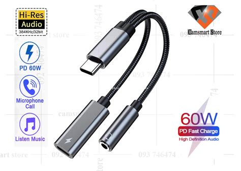 Type C To 3 5mm Headphone And Charger Adapter 2 In 1 USB C To Aux Audio Jack Hi Res DAC Price