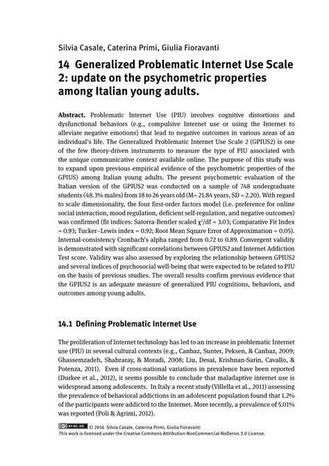 Pdf Generalized Problematic Internet Use Scale 2 Update On The Psychometric Properties Among