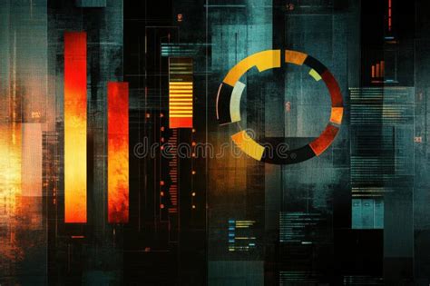 Exploring Abstract Data Visualization Charts And Graphs In Vibrant Hues Stock Illustration