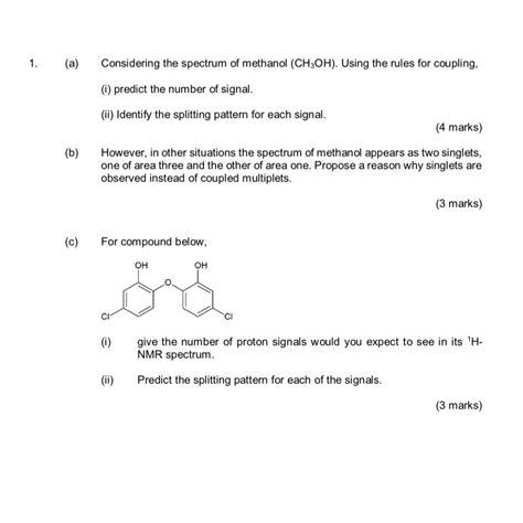 Solved A ﻿considering The Spectrum Of Methanol Ch3oh
