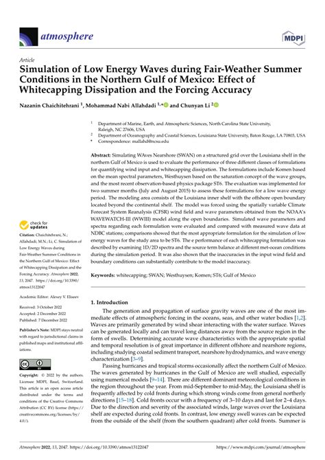 pdf simulation of low energy waves during fair weather summer
