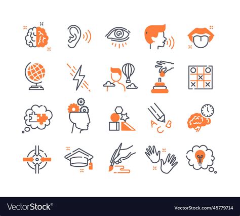 Cognitive Skills Line Icons Set Royalty Free Vector Image