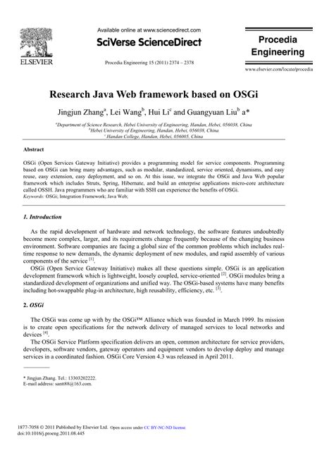 Pdf Research Java Web Framework Based On Osgi