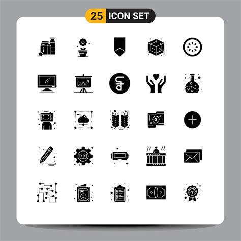Group of 25 Solid Glyphs Signs and Symbols for gorki cucumber award object creative Editable ...