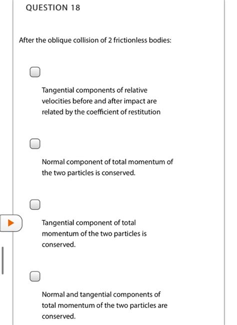 Solved Question 18 After The Oblique Collision Of 2