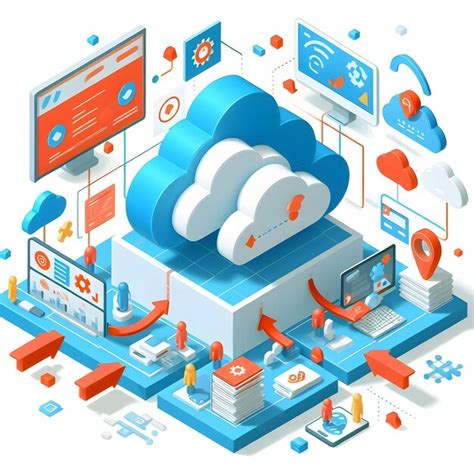 3d flat vector as cloud computing scalability and flexibility with