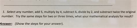 Solved Select Any Number Add Multiply By Subtract Chegg