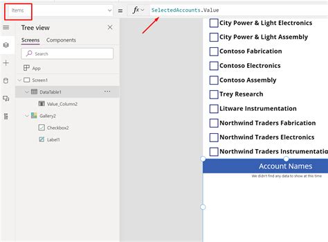 multi select items from gallery and adding removing them from