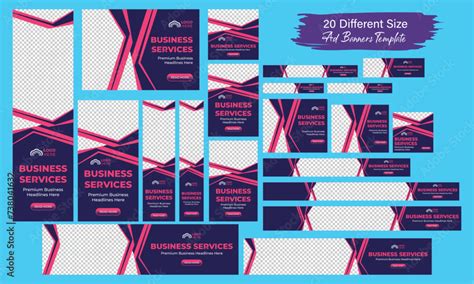 Modern Web Header Banner Template Horizontal And Vertical Web Ads Banner Set Gradient Abstract