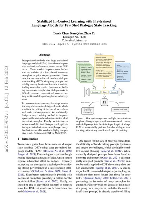 Stabilized In Context Learning With Pre Trained Language Models For Few Shot Dialogue State