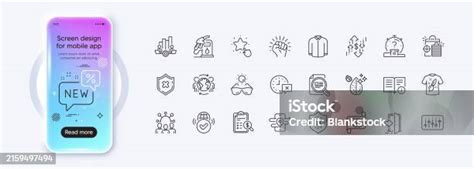 웹 앱용 Ranking Star New 및 Empower 라인 아이콘 픽토그램 아이콘입니다 전화 모형 그라데이션 화면입니다 벡터 24 시간 영업 표시에 대한 스톡 벡터 아트