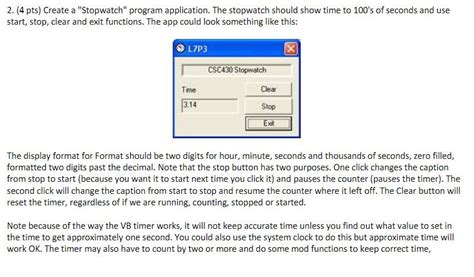Solved 2 4 Pts Create A Stopwatch Program Application