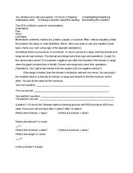 Functions And Word Problems Vocab Review By Lynn Bradford TPT