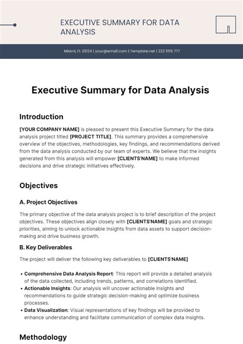 Free Executive Summary For Data Analysis Template To Edit Online