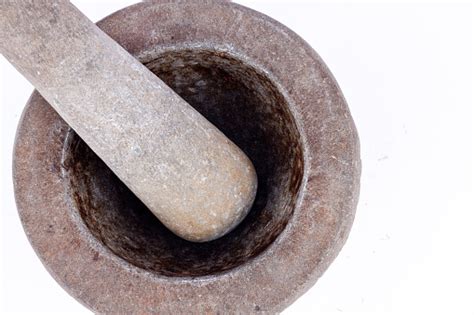 오래된 화강암 돌 박격포와 유봉은 태국 요리 도구입니다 0명에 대한 스톡 사진 및 기타 이미지 0명 가정의 방 꼭대기 Istock