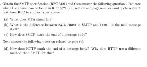 Solved Obtain The Smtp Specification Rfc 5321 And Then