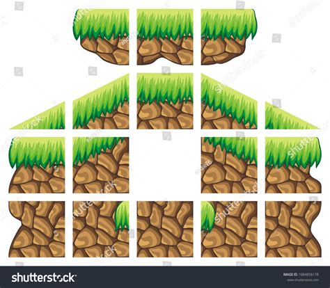 2d Game Tileset Platformer Tile Set Stock Vector Royalty Free 1084858178 Shutterstock