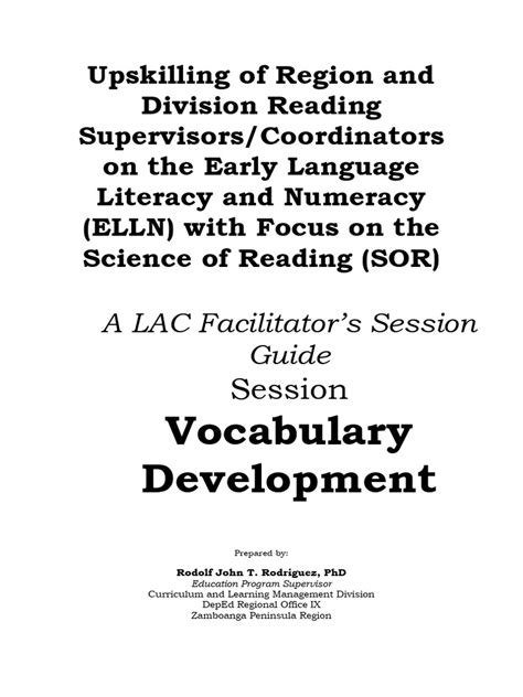 Lac Session Guide On Vocabulary Development Pdf Vocabulary Second