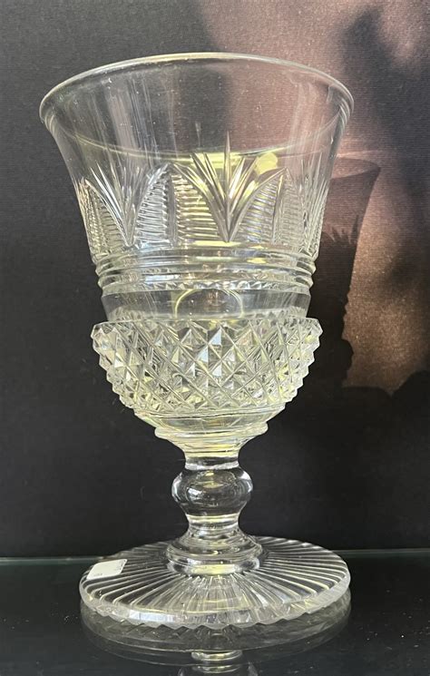 Fine Quality English Deep Cut Glass Thistle Shape Mid 19th Century