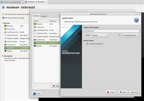 How To Connect Two Windows VMWare Virtual Machines Over A Virtual Serial Port For Kernel