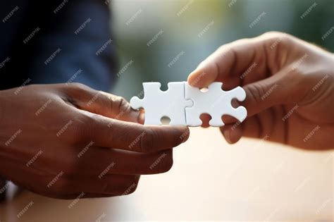 Premium Ai Image Business People With Jigsaw Puzzle Pieces In The Office Successful Teamwork