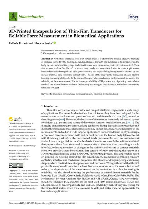 Pdf 3d Printed Encapsulation Of Thin Film Transducers For Reliable Force Measurement In
