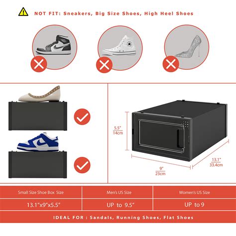 12 Pack Shoe Organizer Boxes Black Plastic Stackable Shoe Storage Bins For Closet Space Saving