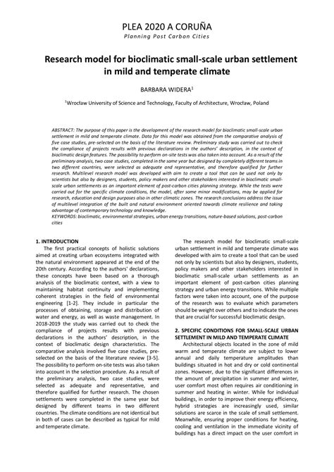 Pdf Research Model For Bioclimatic Small Scale Urban Settlement In