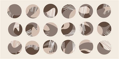 트렌디 한 소셜 미디어 라운드 커버 디자인 소셜 네트워크 이야기와 게시물 모바일 애플 리케이션 디자인 기하학적 낙서 요소가 있는 템플릿 아이콘입니다 다양한 벡터 하이라이트