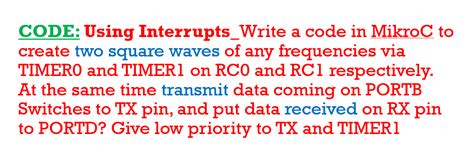 code using interrupts write a code in mikroc to