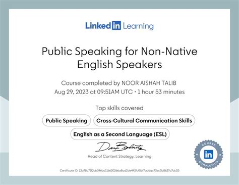 noor aishah talib on linkedin certificate of completion