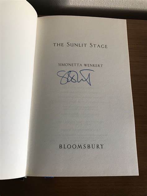 Signed Book The Sunlit Stage By Simonetta Wenkert Hcdj 9780747571247 Ebay
