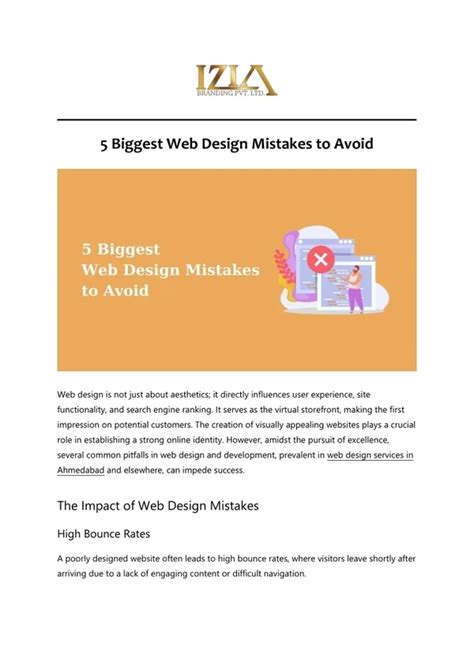 Ppt 5 Biggest Web Design Mistakes To Avoid Powerpoint Presentation