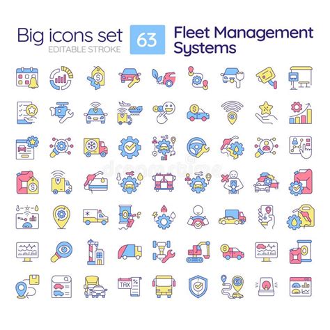 Fleet Management Systems Rgb Color Icons Set Stock Vector Illustration Of Person Concept