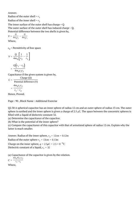 NCERT Solutions For Class Physics Chapter Electrostatic Potential And Capacitance Class