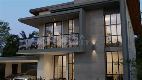 Video Rendering Of 3d Rendering Of 2 Storey Contemporary House Stock Footage Video Of Front