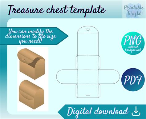 Treasure Chest Box Papercut Template Party Favor Box Gift Box Template Pirate Party Decor